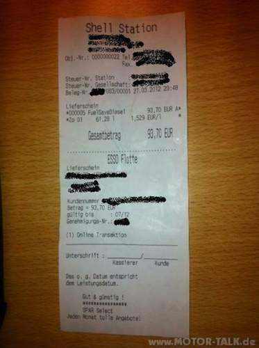 Kaum zu glauben - Tankbeleg (Foto) - Startseite Forum Auto BMW 3er ...