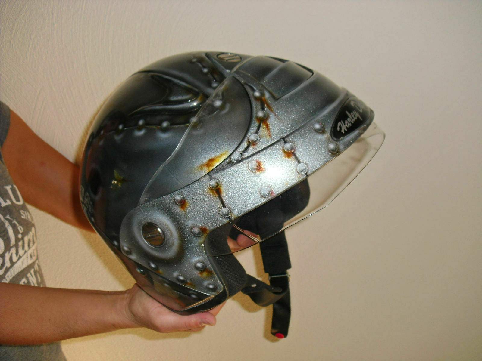 Helm, Harley Davidson, Airbrush in Transformer / Metall / Roboter-Look ...