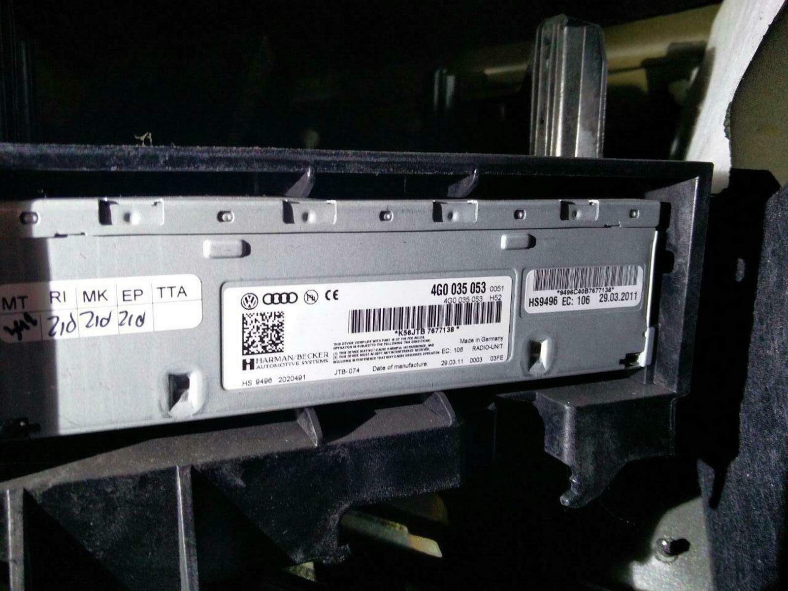 Audi A4 A5 8K B8 A6 4F Q5 Q7 Radio Radioeinheit Radio Einheit Unit MMI 3G 4G0035053 4G0035053H ...