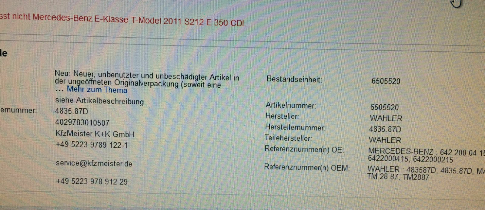 OM642 E 350 CDI Info zur Teilenummer Thermostat - St...
