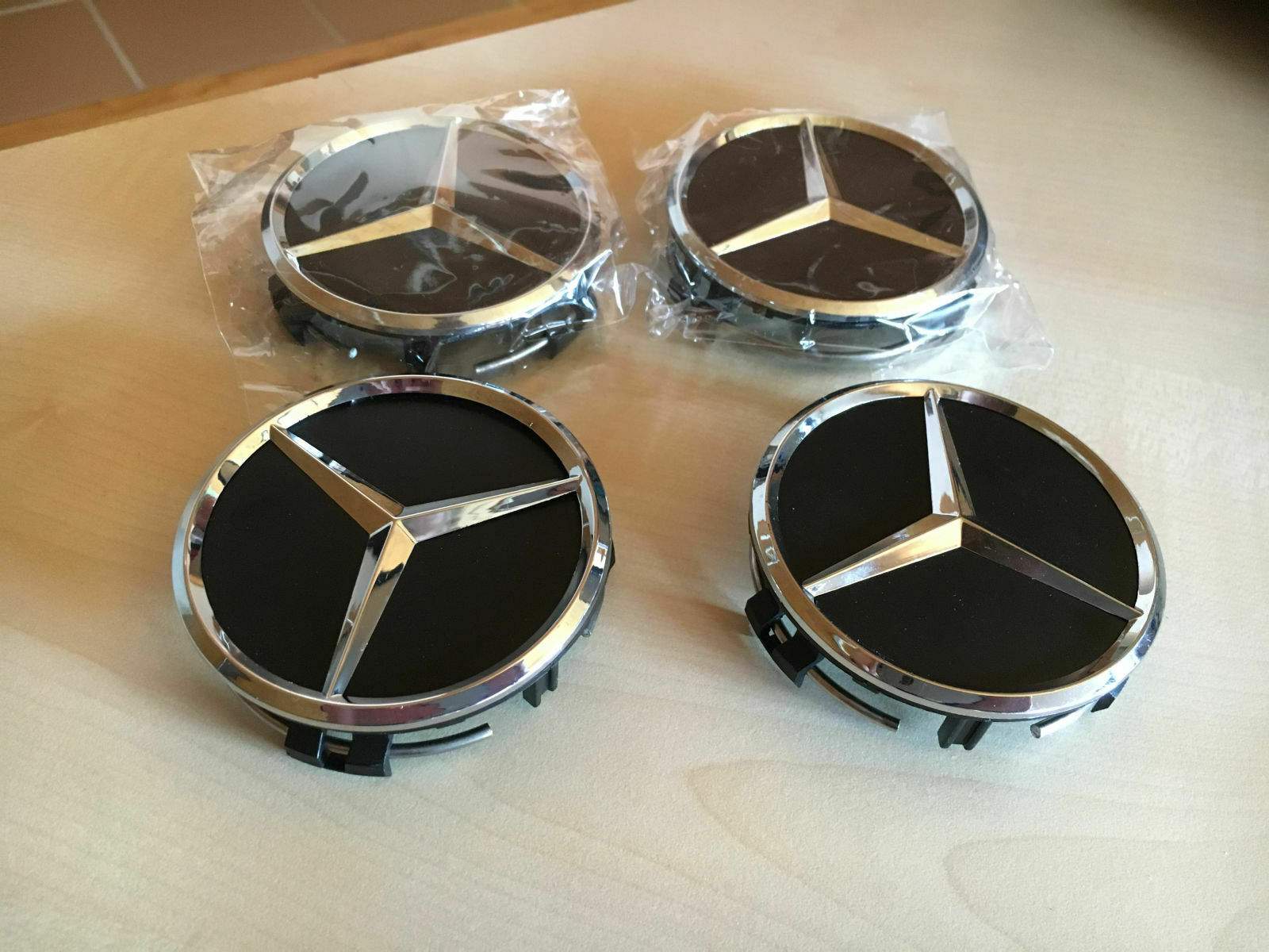 Felgendeckel Radzierdeckel Schwarz / Chrom für Mercedes-Benz Felgen : Biete