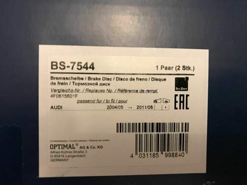 Verkaufe Audi A6 4F Bremsen Bremsscheiben Hinterachse hinten neu für ...