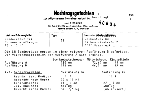 OZ Typ 11B KBA 40604 ABE? - Startseite Forum Auto Mercedes C-Klasse...