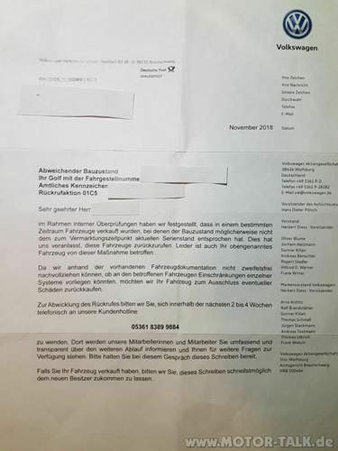 Brief Rückrufaktion 01C5 - Seite 14 - Zitat: @touareg_v6 schri... Brief Rückrufaktion 01C5 - Seite 14 - Zitat: @touareg_v6 schri...