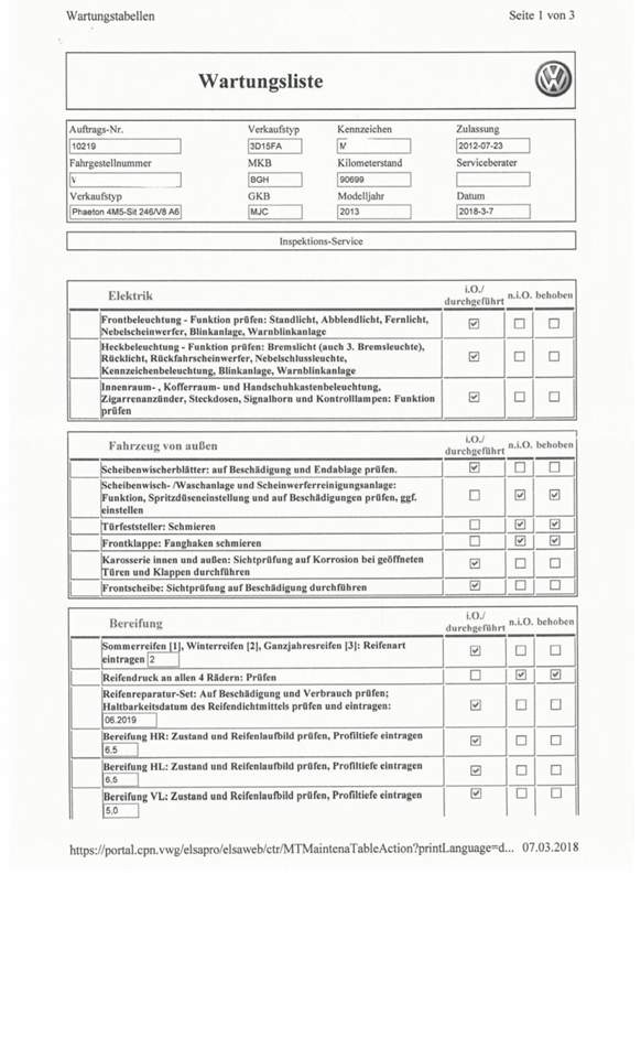 Stilvolle Wartungsliste Vw Pdf Bilder
