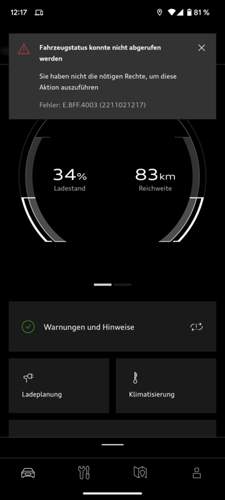 Myaudi Fahrzeugstatus Konnte Nicht Aktualisiert Werden