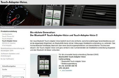 Bluetooth Touch Adapter Voice 3C0 051 435 TB : Biete
